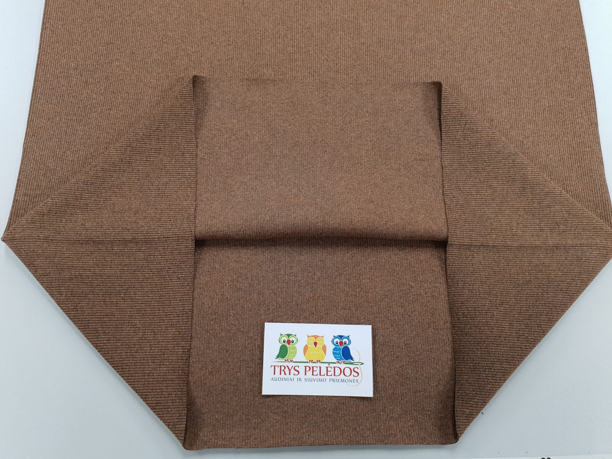 Storas Rib trikotažas Oranžinis melanžas - Trys Pelėdos - Audiniai ir ...